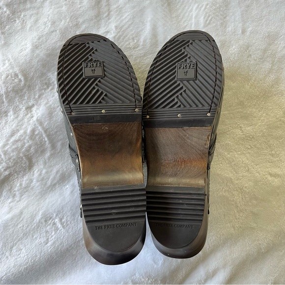 Frye | Shoes | Frye Clara O Ring Wooden Clogs Distressed Leather | Poshmark